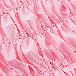 Brandream Baby Nursery Bedding Girls Pink Crib Bedding Set Luxury Ruffled Ruched Round Blanket, Fitted Sheet, Lace Skirt, 3 Piece