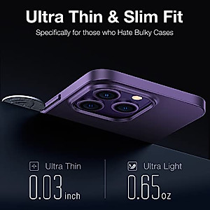TORRAS Slim Fit Designed for iPhone 14 Pro Max Case 6.7 inch, Ultra-Thin, Lightweight Hard PC Cover, Purple, OriginFit