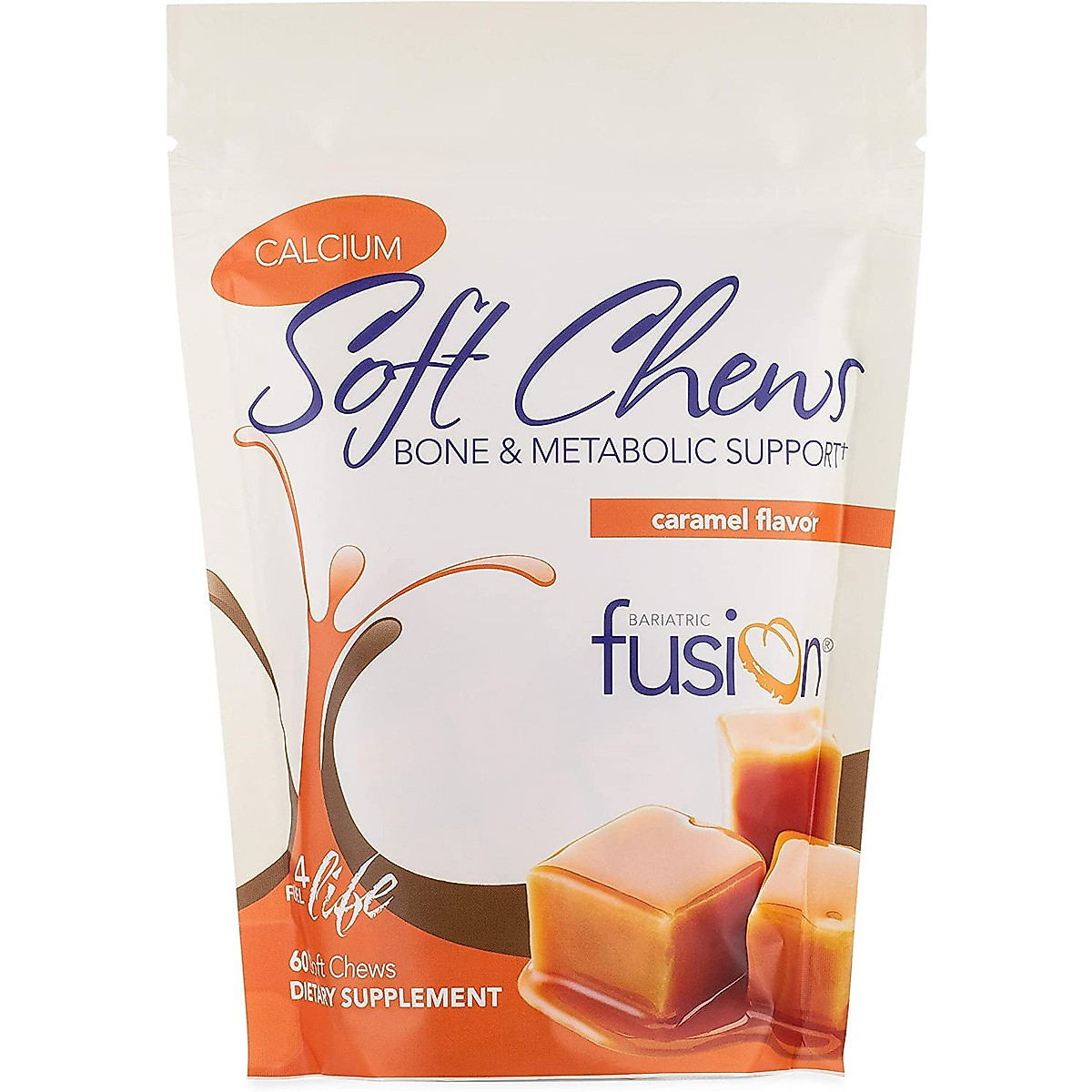Bariatric Fusion Bariatric Calcium Chews | Caramel | Calcium Citrate with Vitamin D3 & Energy Soft Chews Bariatric Vitamin | Sugar Free Calcium Citrate Chewable | Calcium Citrate 500mg | 60 Count