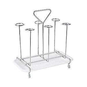 Hemoton Iron Glass Cups Draining Holder Coffee Mugs Hanging Stand Rack Drying Shelf Kitchen Organizer