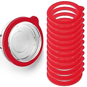 12 Pieces Silicone Jar Gaskets, 3.75 Inches Replacement Rubber Seals Rings Airtight Silicone Gasket Sealing Rings for Mason Canning Jar, Regular Glass Jars (Red)