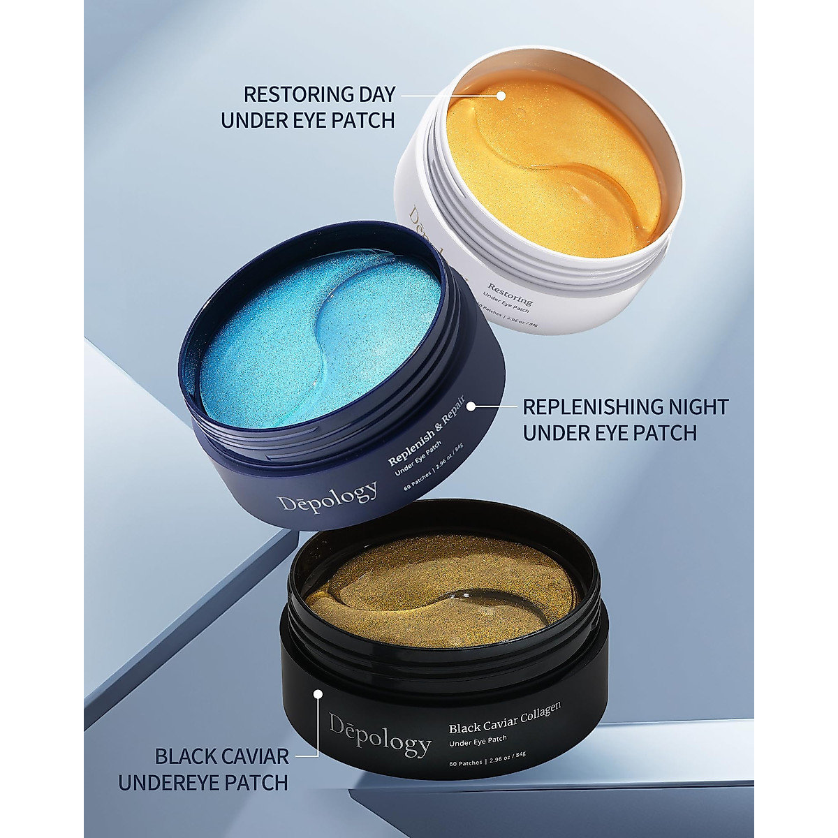 depology Replenish & Repair Under Eye Patches for Puffy Eyes, Wrinkles (60 Patches) | Hydrating with Ceramides and Hyaluronic Acid for All Skin Types | Botanical Extracts Eye Gel Pads 2.96 fl oz