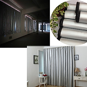 Blackout Drapery Shade Fabric Black and Silver 100 Percent Shading Light Waterproof Sunshade Cloth Light Weight (1Yard)