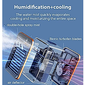 hYwecy 2023 Portable Air Conditioner-Rechargeable Office Air Conditioner in Three Speeds&Spray Speed,Portable Evaporative Cooling Fan with Spray for Home Bedroom Office(dark blue)
