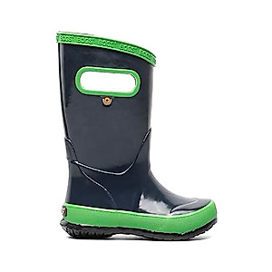 BOGS unisex child Bogs Kids Rubber Waterproof Rain Boot for and Boys Girls , Navy/Green, 12 Little Kid US