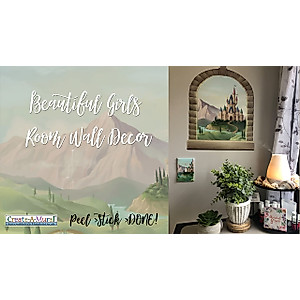 Romantic Fairy Tale Princess Castle Window Girl Room Decor Sticker Decorations for Kids Bedroom Small Mural Wall Decal Nursery Toddler Playroom Birthday Gift (14” x 22”)