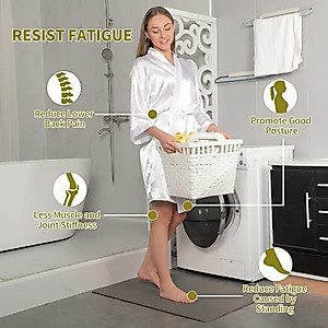 SHANJE Kitchen Mat set of 2 [23.5"x33.5"+23.5"x59"]Ultra Wide Plaid Texture Anti Fatigue Kitchen Floor Mat,Waterproof Non Slip Cushioned Mat,Comfort Kitchen Rugs for Hardwood Floors-GREY