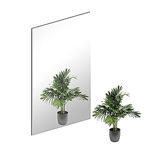 QEEYON 16 x 12'' Wall Mirror Tile Self Adhesive Glass Mirror Frameless High Clear Mirror Tile Large Wall Decor Mirror for Bedroom, Living Room, Hallway Door etc(1pcs)