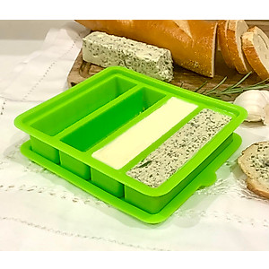 US Standard Butter Stick Size - 8 oz Silicone Butter Mold with Lid - Easy Butter Spread Holder for Homemade Butter, Herbal Butter, Candy Bars - BPA Free