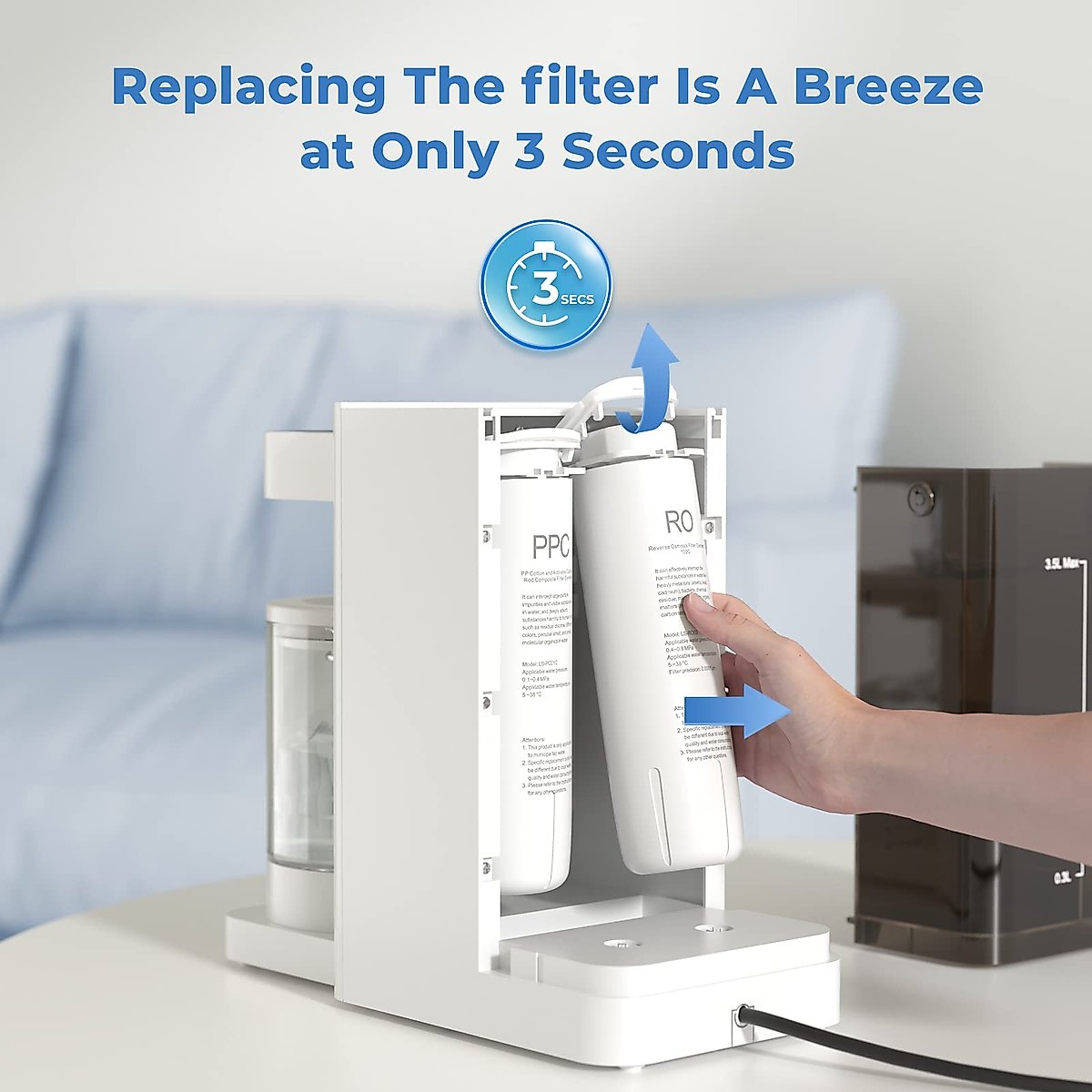 Reinmoson 8 Stage Reverse Osmosis System Countertop with 𝟰 𝗛𝗼𝘁 𝗪𝗮𝘁𝗲𝗿 𝗦𝗲𝘁𝘁𝗶𝗻𝗴𝘀, NSF Certified TDS Reduction, 4:1 Pure to Drain Portable Reverse Osmosis Water Filter Countertop