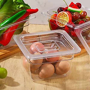 Sieral Clear 1/6 Size Food Pan Restaurant Containers with Lids Square Cambro Food Storage Polycarbonate Salad Bar Containers Commercial Hotel Pans for Kitchen Food Prep (8 Pcs, 4 Inch, 1.5 Quart)
