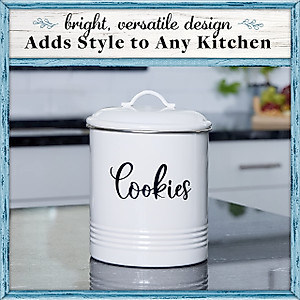 Home Acres Designs Farmhouse Cookie Jar - Rustic Canister w/ Lid for Candy, Cookies & Dessert - Vintage Container for Storage