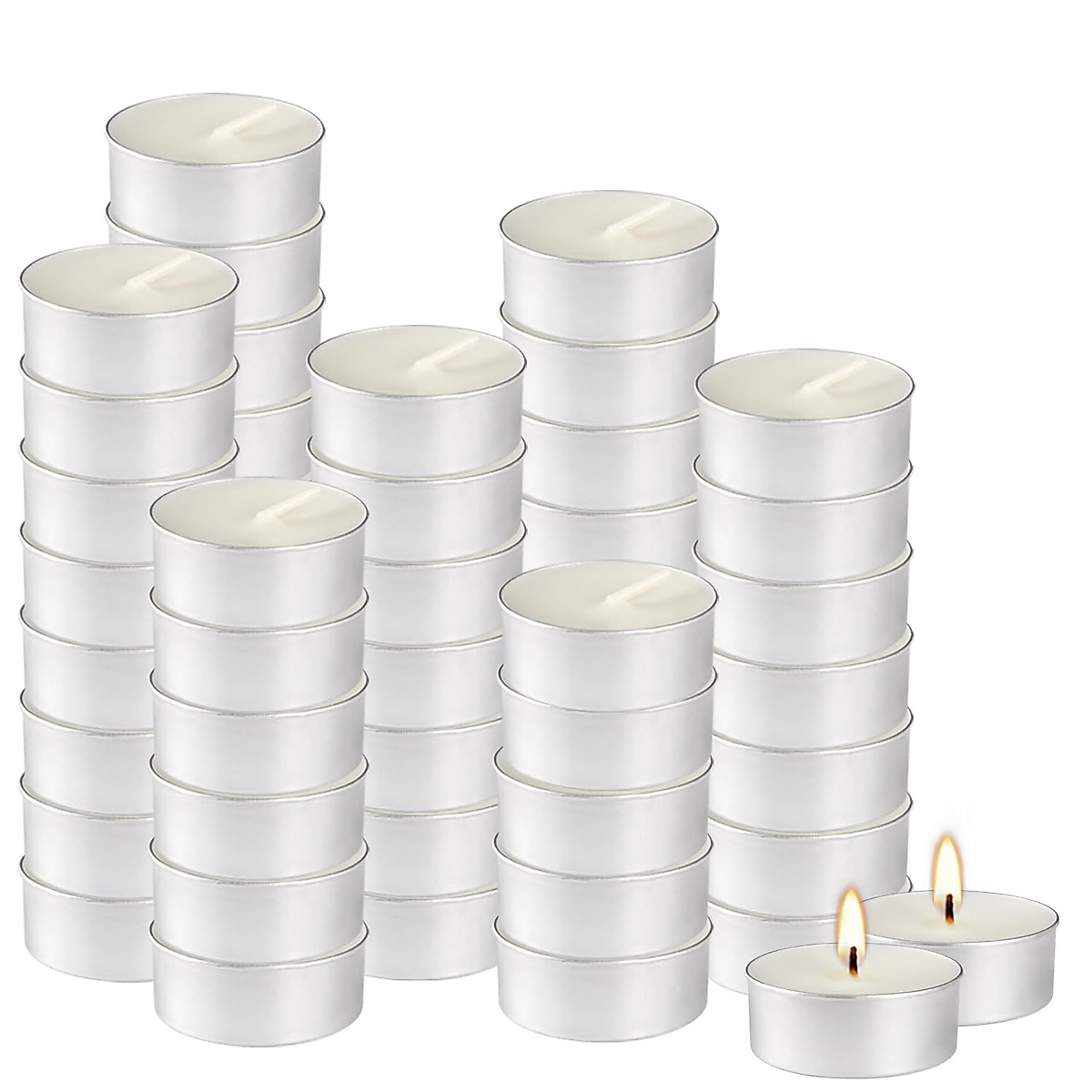 50-Pack Tea Lights Candles,White Unscented Smokeless Votive Little Candles for Anniversaries,Wedding,Birthdays,4 Hours