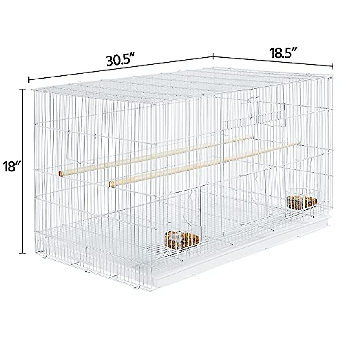 Topeakmart 30-inch Flight Bird Cage for Parrots Finches Budgies Cockatiels Parakeets Lovebirds Canaries with Slide-Out Tray, White
