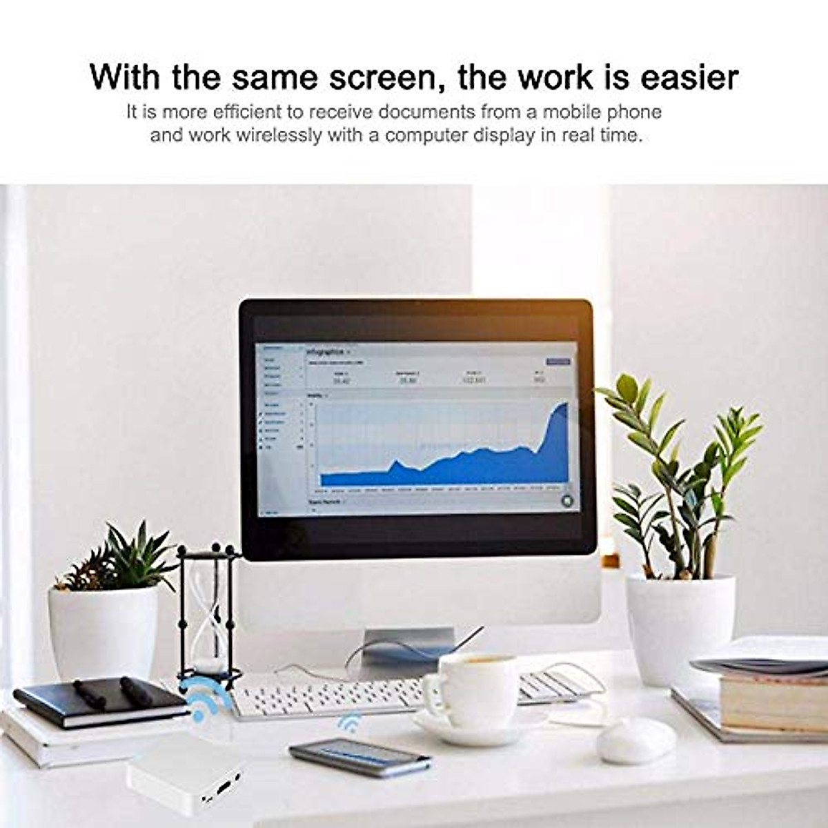 Car WiFi Display Box, Wireless Mini Car WiFi Screen Device Box Wireless Screen Mirroring from Smart Phones to Car Screen Wirelessly, Support CVBS/HDMI A/V Output