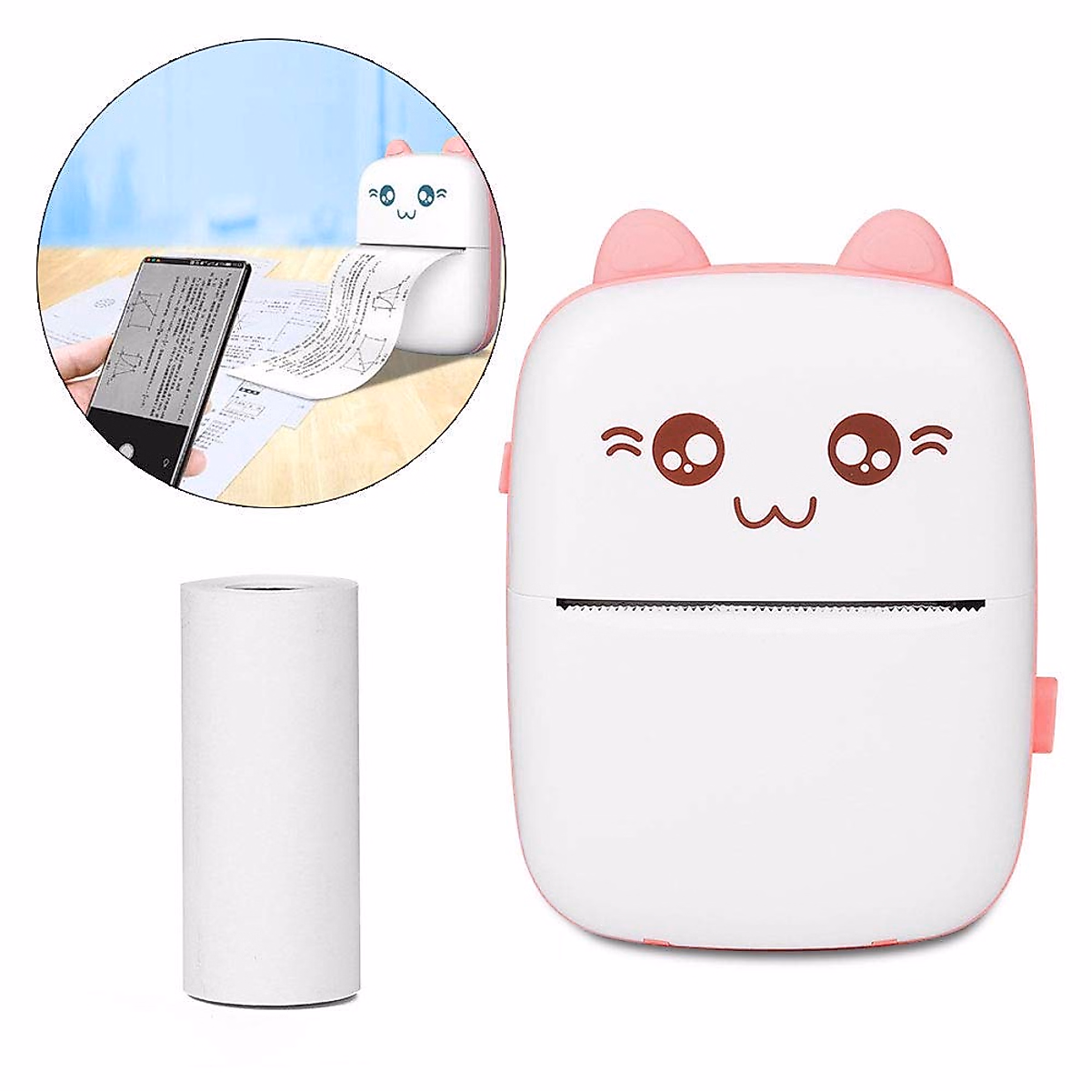 Wireless Mini Photo Printer, Support for Text Recognition, for Course Key Notes(Pink)