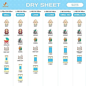 Umanac Baby Waterproof Crib Sheet | Dark Blue, Large (39 in x 55 in) - Bed Pad, Bed Wetting Mattress Pad, Washable, Reusable Incontinence Underpads Sheet Protector for Toddler, Children and Adults