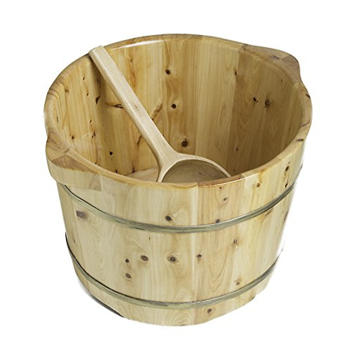 ALFI brand AB6604 15-Inch Solid Cedar Wood Foot Soaking Barrel Bucket with Matching Spoon