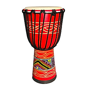 SIPSOCE Djembe Drum 8'' Hand Drum Musical Instrument African Drumk, Bongo (Red)