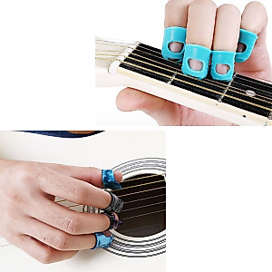 Tupalizy Guitar Picks/Finger Thumb Picks/Silicone Fingertip Protector/Pick Holder Set for Acoustic Guitar Starter and Strings Instrument (Mixed color)