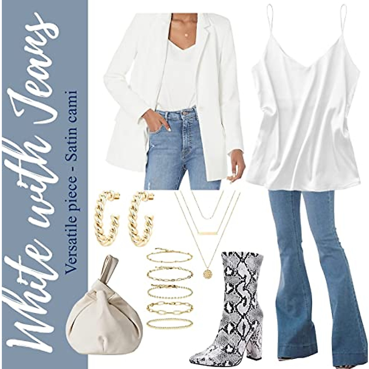 Ekouaer Women's Silk Satin Tank Tops Deep V Neck Stretch Camisole Tops Summer Sleeveless Shirts Blouses