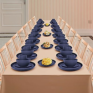 Plastic Dinnerware Sets for 8,Dhnvcud 32pcs Unbreakable,Lightweight & Reusable Dinnerware Set,Plates, Bowls, Cups,Service for 8,Microwave Dishwasher Safe Dishes Sets for Kitchen,Camping,RV