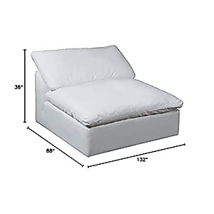 Sunset Trading Contemporary Puff Collection 5PC Performance Fabric Washable Water-Resistant Stain-Proof White Slipcovered Modular L-Shaped Sectional Sofa with Ottoman, Deep-Seat Down-Fill Couch