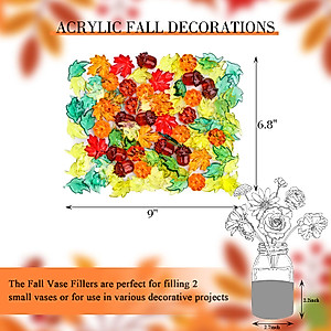 DomeStar 120PCS Thanksgiving Acrylic Pumpkin Fall Decorations, Vase Filler Gems Acrylic Leaves Acorns Maple Leaves for Home Decoration