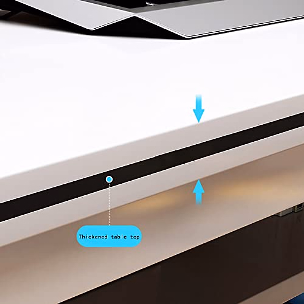 LITFAD Modern Office Desk Simple Computer Desk Wood Top Metal Frame Home Office Study Desk with Storage Shelf - 55.1" L x 23.6" W x 29.5" H White Without Chairs