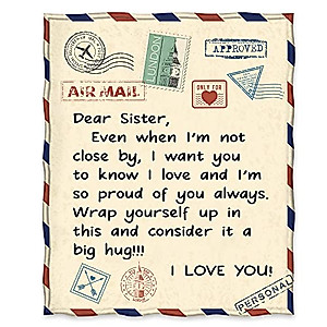 Jekeno Throw Blanket Gifts to My Sister Letter Throw Blankets Gift for Sisters, Throws Birthday Christmas Thanksgiving Present for Women, Bed Sofa Couch Decor 50"x60"
