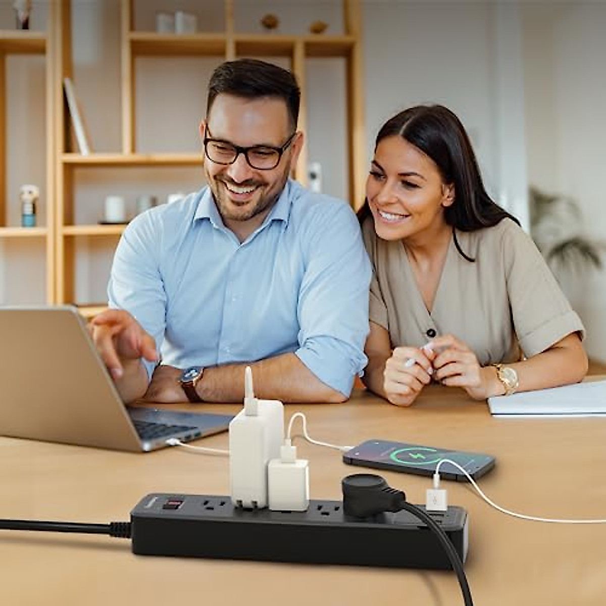 Power Strip, SUPERDANNY 5-Outlet Surge Protector, 3 USB Ports, 4.5 Ft Extension Cord, 900 Joules, Mountable, Overload Switch, Protected Indicator Light, Multiple Protections for Home Office, Black