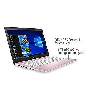 2021 HP Stream 14" HD SVA Laptop Computer, Intel Celeron N4000 Processor, 4GB RAM, 64GB eMMC Flash Memory, Webcam, 1-Year Office, Intel UHD Graphics 600, Win 10S, Rose Pink, 32GB SnowBell USB Card