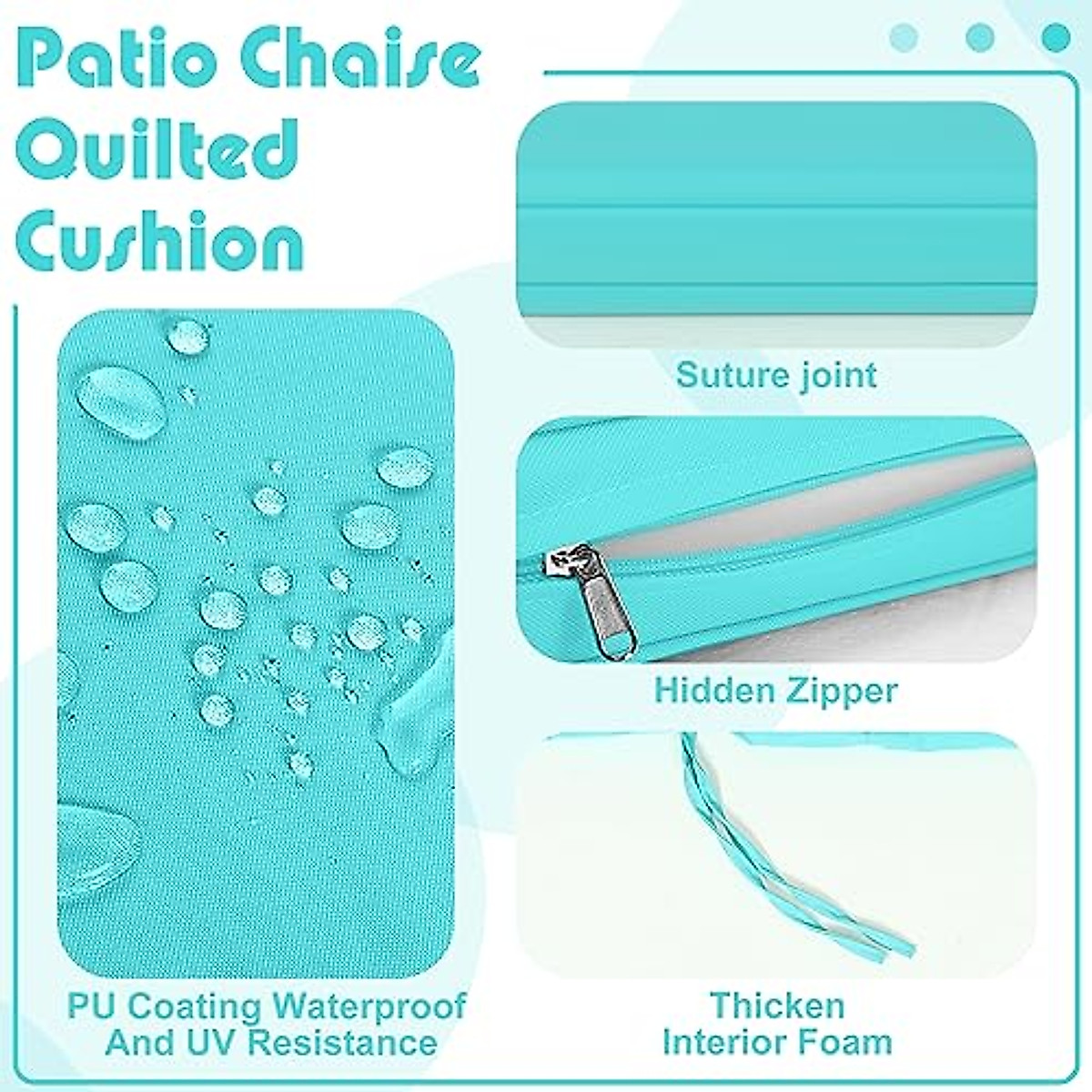 Ganeen Waterproof Chaise Lounge Cover Slip Covers for Outdoor Cushions for Patio Furniture 72 x 21 x 3 Inch Outdoor Cushion Slipcovers Lounge Chair Covers Outdoor with Zipper Ties for Lawn (Classic)