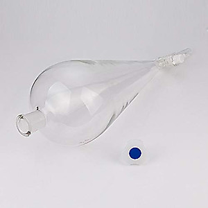 StonyLab Borosilicate Glass 2000 ml Heavy Wall Conical Separatory Funnel with 24/40 Joints and PTFE Stopcock, 2 L (2 Liter)