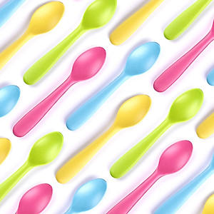 GET FRESH Bamboo Kids Spoons Set – 4-pack Reusable Bamboo Fiber Kids Spoons for Everyday Use – Large Bamboo Kids Cutlery for Daily Mealtime – Colorful Bamboo Utensils for Toddlers and School Children