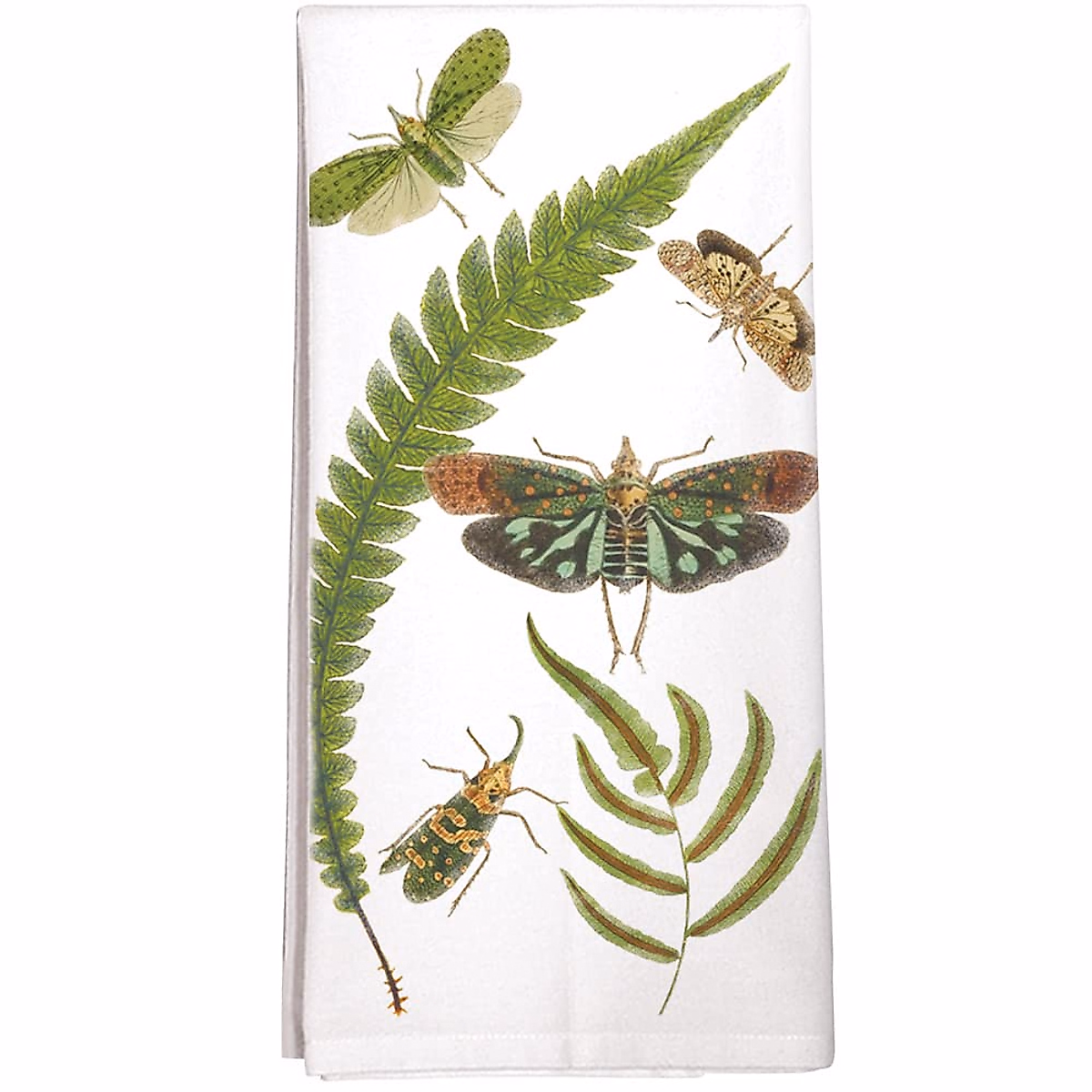 Montgomery Street Fern Leaves and Insects Cotton Flour Sack Dish Towel