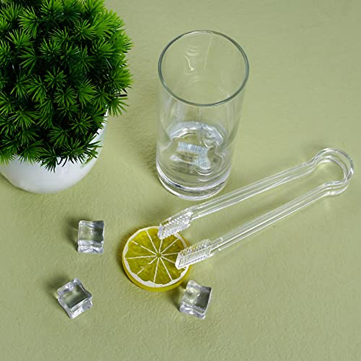 10 Pcs Plastic Buffet Serving Tongs, Clear Kitchen Tongs Mini Serving Utensil Tongs for Food Ice Salad Buffet Barbecue Cookies, 6.3 Inches