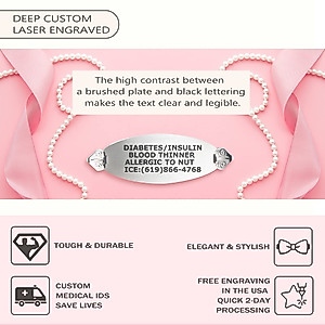 Divoti Custom Engraved Medical Alert Bracelets for Women, Stainless Steel Medical Bracelet, Medical ID Bracelet w/Free Engraving – Angel Wing Tag w/Handmade Byzantine-Red-8.0"