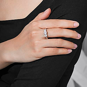 Amazon Essentials Platinum-Plated Sterling Silver Round 3-Stone Ring made with Infinite Elements Cubic Zirconia (2 cttw), Size 6 (previously Amazon Collection)