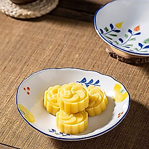 WAOCEO Appetizer Bowls 6 inch Ceramic Dessert Dishes Sauce Dish Soy Sauce Dipping Plates Snack Appetizer Side Dishes Serving Dish Japanese Style Dinnerware Set Salad Bowls (Color : D)