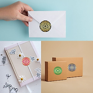 Mandala Gold Foil Stickers - (Pack of 120) 2" Large Round Labels for Christmas Happy Holidays New Year Birthday Cards Gift Boxes Envelope Seals