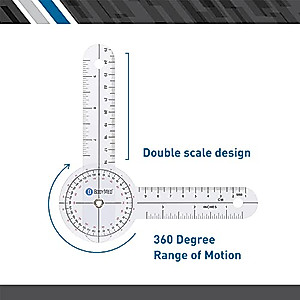 BodyMed 12 Inch Medical Spinal Goniometer Measurer – 360° ISOM Calibrated Scales – Physical Therapy Rehab & Recovery Essential Orthopedic Angle Protractor for Measuring Range of Motion