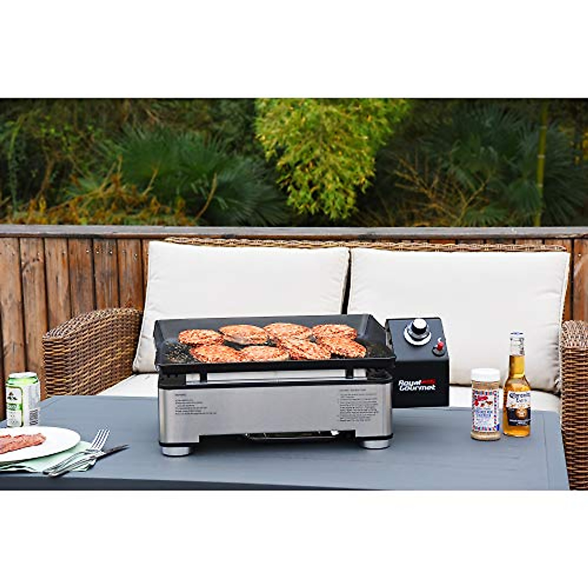 Royal Gourmet PD1202S 18-Inch Portable Table Top Propane Gas Grill Griddle for Camping, Sliver