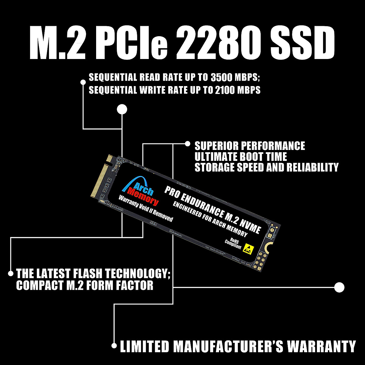 Arch Memory Replacement for Dell SNP228G44/1TB AC037409 1TB M.2 2280 PCIe (4.0 x4) NVMe Solid State Drive for Vostro 16 7620
