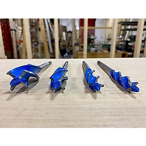 SOMADA Auger Drill Bit Set for Wood, 4-Piece, 1/2", 5/8", 3/4" and 1" Inch Size, 6-Inch Long Impact Wood Auger Set with Quick Change hex Shank