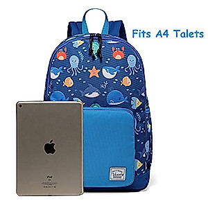 VASCHY Kids backpacks, Cute Lightweight Water Resistant Preschool Backpack for Boys and Girls Ocean Animals