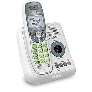 VTech CS6124 DECT 6.0 Cordless 2K DCI 1080p Phone with Answering System and Caller ID/Call Waiting, White with 1 Handset