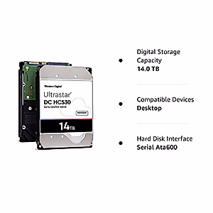 HGST WD Ultrastar DC HC530 14TB SATA 6Gb/s 3.5-Inch Data Center HDD - WUH721414ALE604 0F31152 (Renewed)