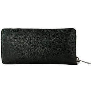 Michael Kors Jet Set Travel Continental Zip Around Leather Wallet Wristlet (Black with Silver Hardware)
