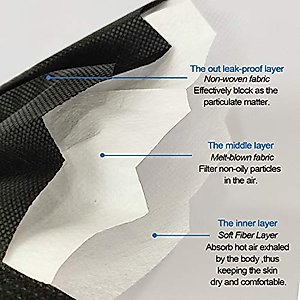 T·IMTEX Disposable 3 Ply Face Mask with Elastic Ear loops, Breathable and Comfortable Protective Masks with Melt-Blown Fabric for Filtering the Particulate Matter in the Air Pollution (Black)